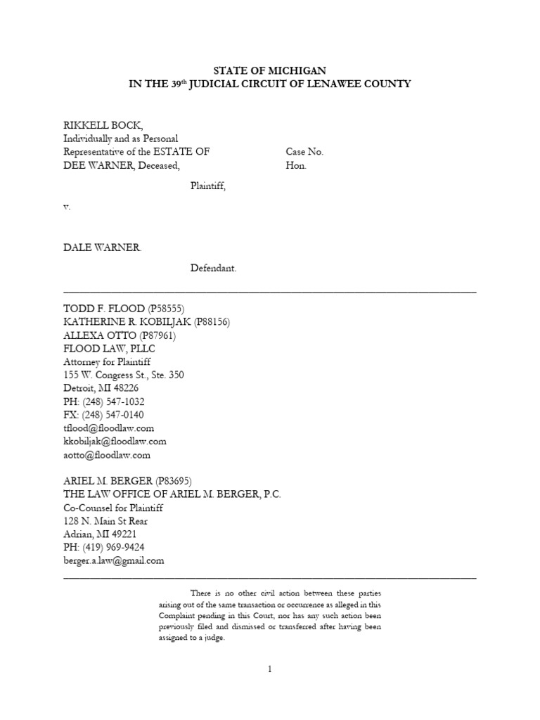 Civil Lawsuit Against Dale Warner | PDF | Damages | Probate