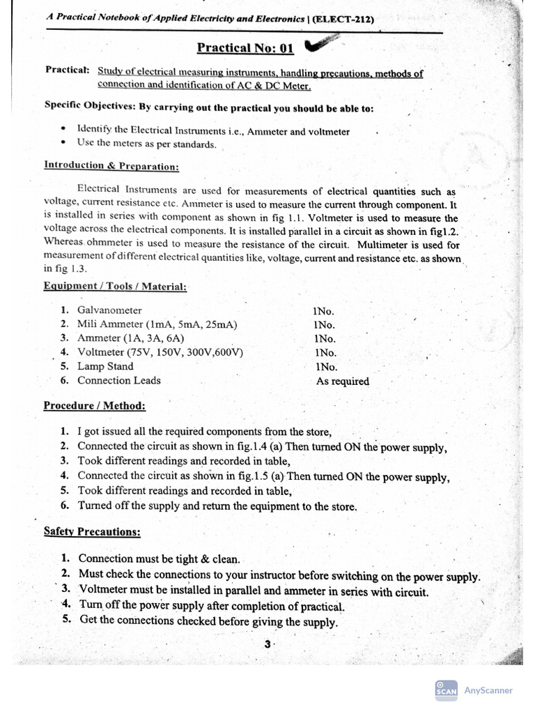 Electricity Practical | PDF