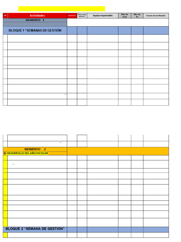 Momentos Del Año Escolar y Actividades Principales 2025 | PDF | Aprendizaje
