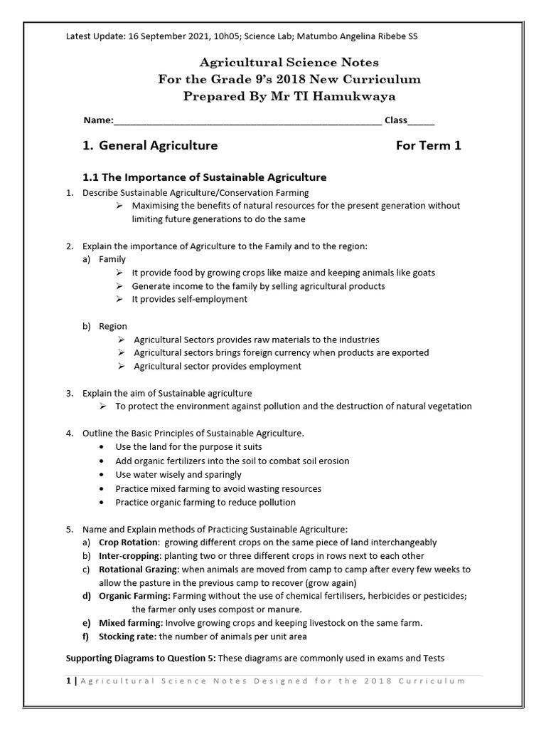Agricultural Science Notes 16 September 2021 Latest-1 | PDF ...