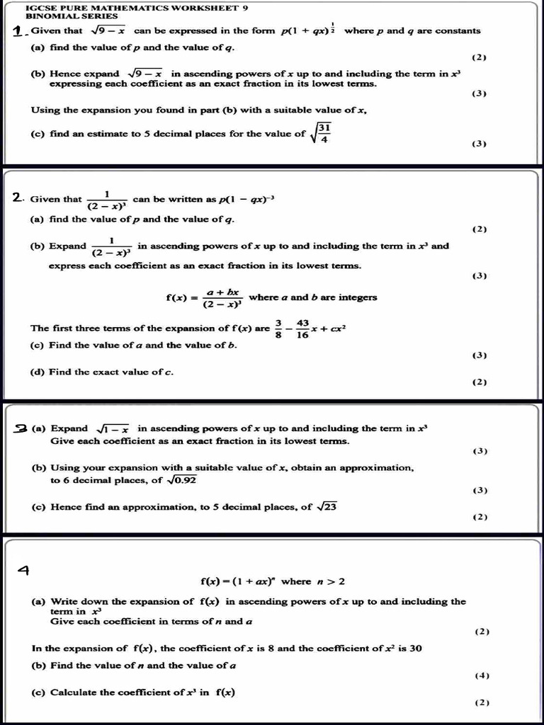 PM WS 9 Binomial Series 2024 | PDF