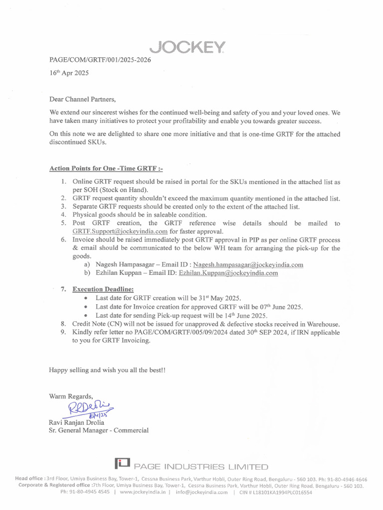GRTF Letter - One Time GRTF - 2025-26 | PDF