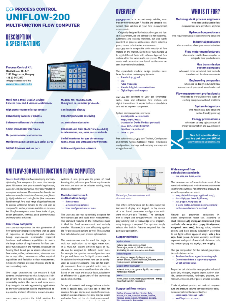 Uniflow 200 Brochure Long Web 2021084eab | PDF | Flow Measurement | Usb Flash Drive