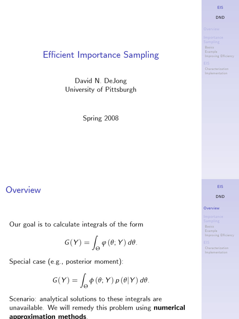 Efficient Importance Sampling Handouts | PDF | Standard Error | Statistical Theory
