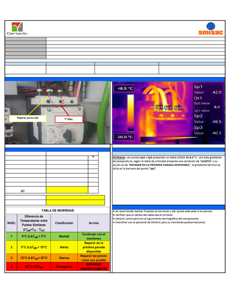 SMISAC 2139 Reporte de Termografía - Guardamotor- Bomba de Vacío Tacho N°2 - Elaboración | PDF ...