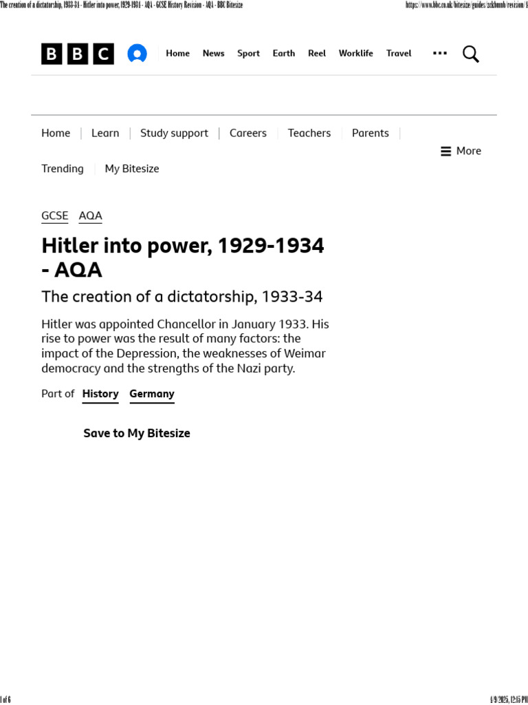 The Creation of A Dictatorship, 1933-34 - Hitler Into Power, 1929-1934 ...