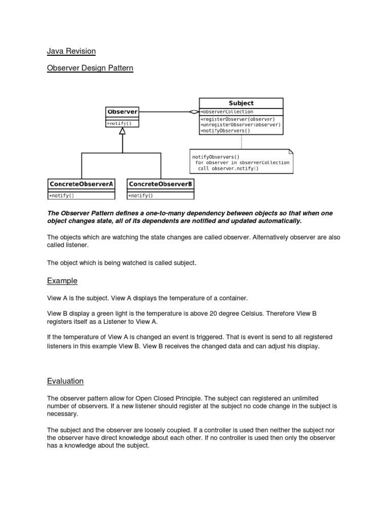 Java Revision Observer Design Pattern Pdf Java Servlet Java Programming Language 