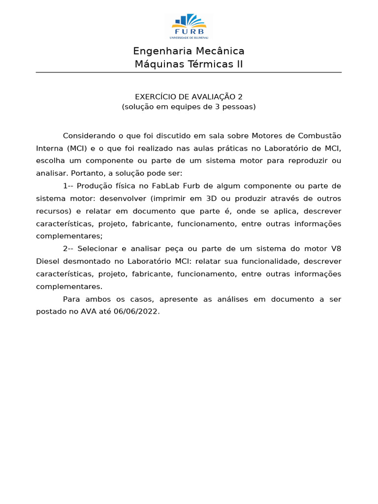 Exercicio Avaliacao2 | PDF