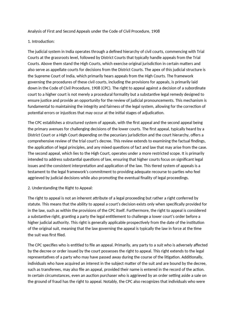 First vs Second Appeals in CPC Explained | PDF | Appeal | Appellate Court