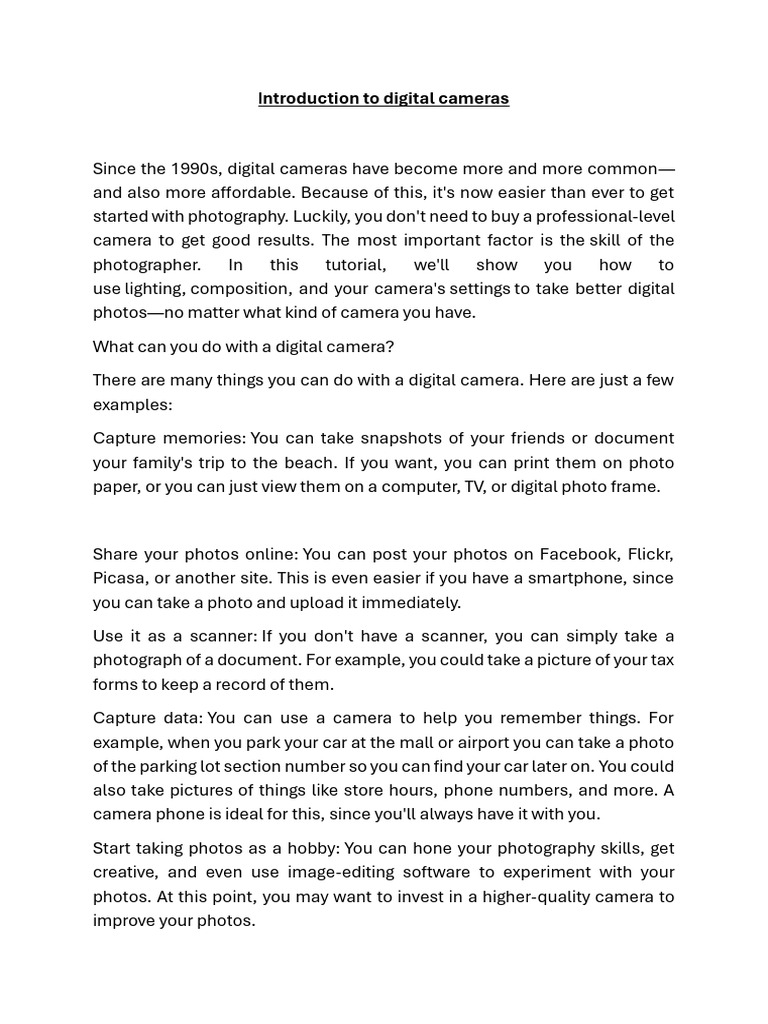 Digital Cameras | PDF