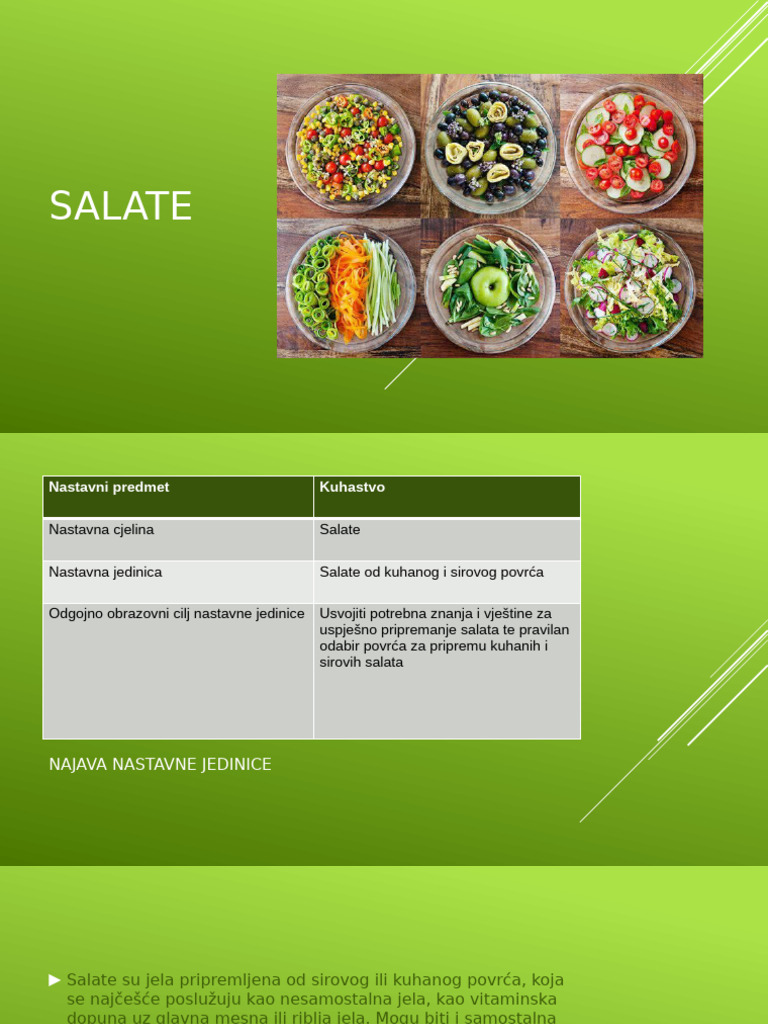 Kuhar Kuh Salate 1-Razred | PDF