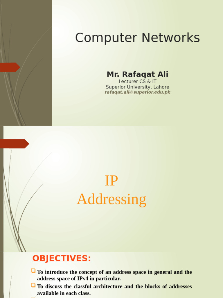 Lecture W4 CN IP Addressing P1 | PDF | Internet Protocols | Ip Address