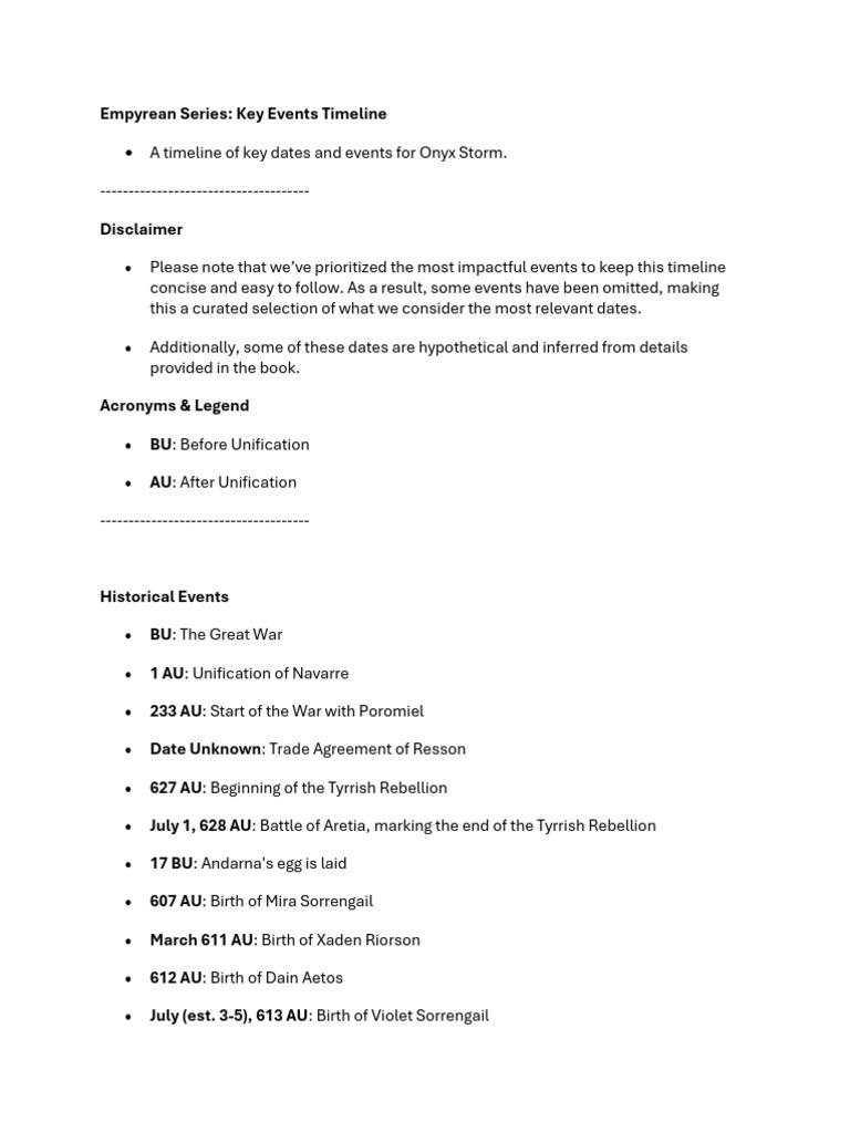 Empyrean Series Key Events Timeline | PDF | Speculative Fiction Novels ...