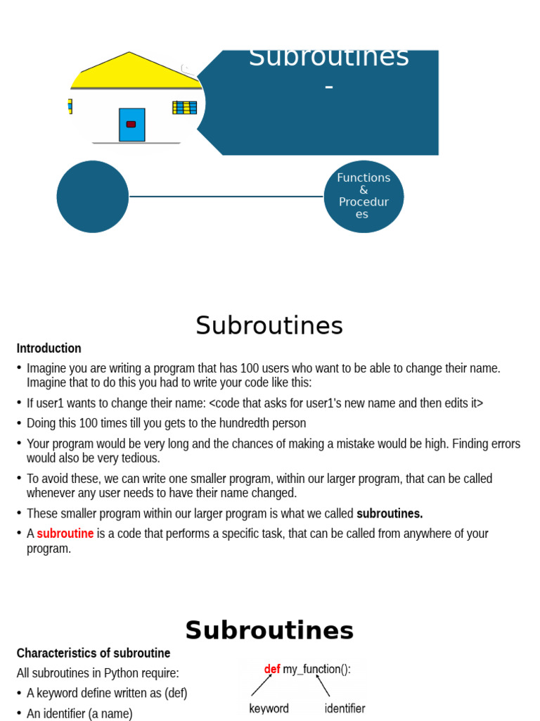 Year 7 Subroutine Note | PDF | Parameter (Computer Programming) | Software Engineering