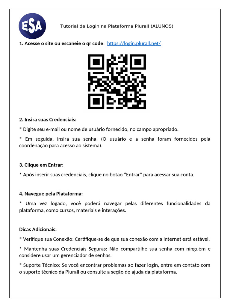 Tutorial de Login Na Plataforma Plurall | PDF