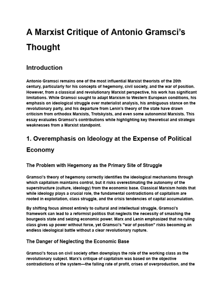 Constra Gramsci Essay 1 | PDF | Marxism | Antonio Gramsci