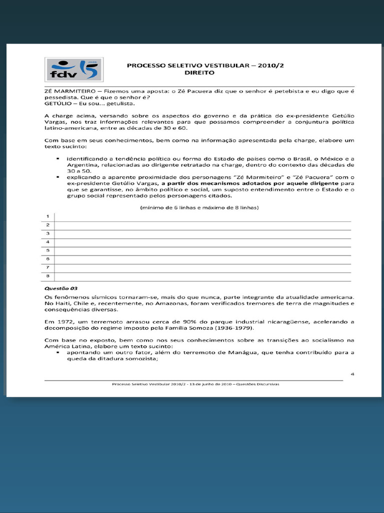 Prova Discursiva - FDV | PDF