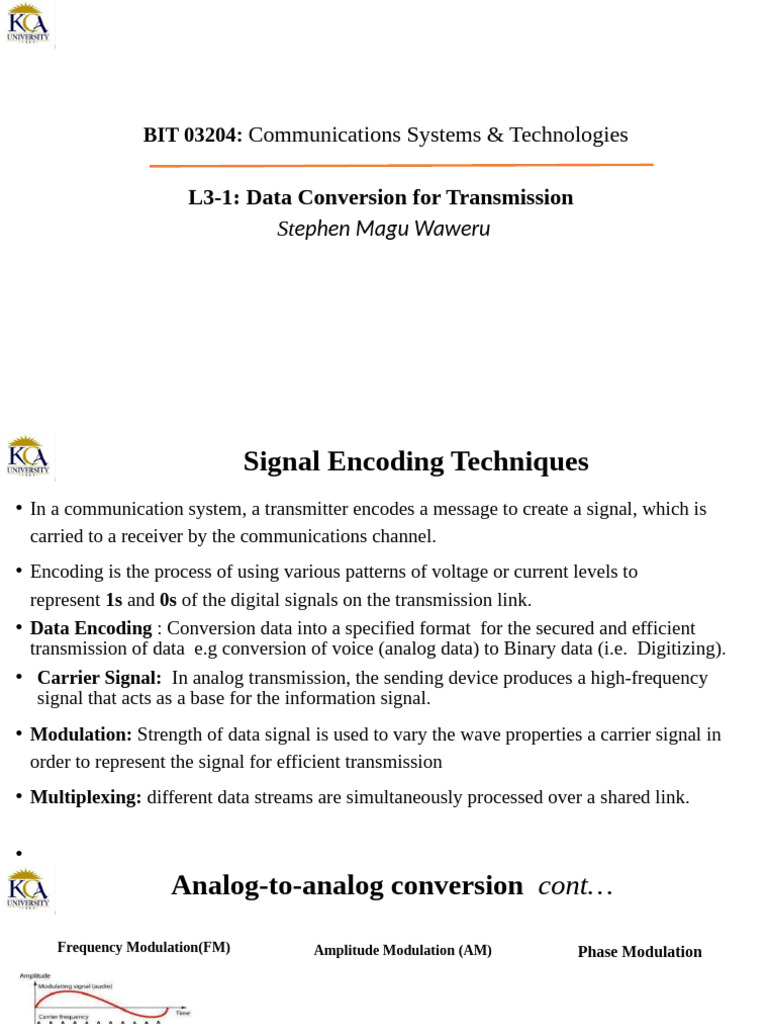 L3-1 Data Conversion For Transmission | PDF | Modulation | Sampling (Signal Processing)