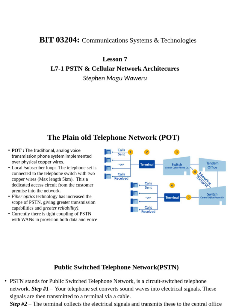 L7-1 PSTN Cellular Network Architectures | PDF | Public Switched ...