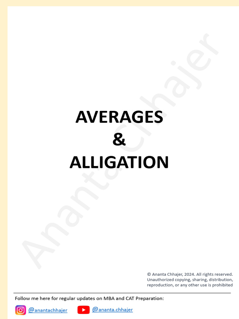 Averages and Alligation Formula & Concepts | PDF