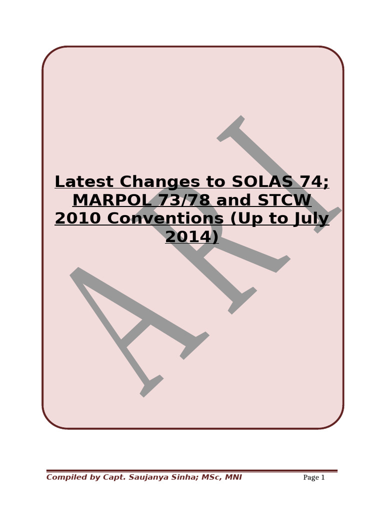 Solas + Marpol+Stcw_ Latest Amendments_2m | PDF
