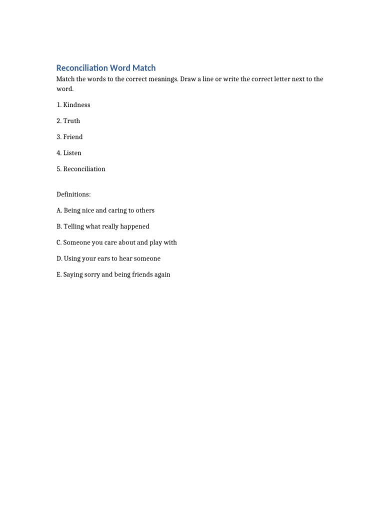 Grade1 Reconciliation Word Match | PDF