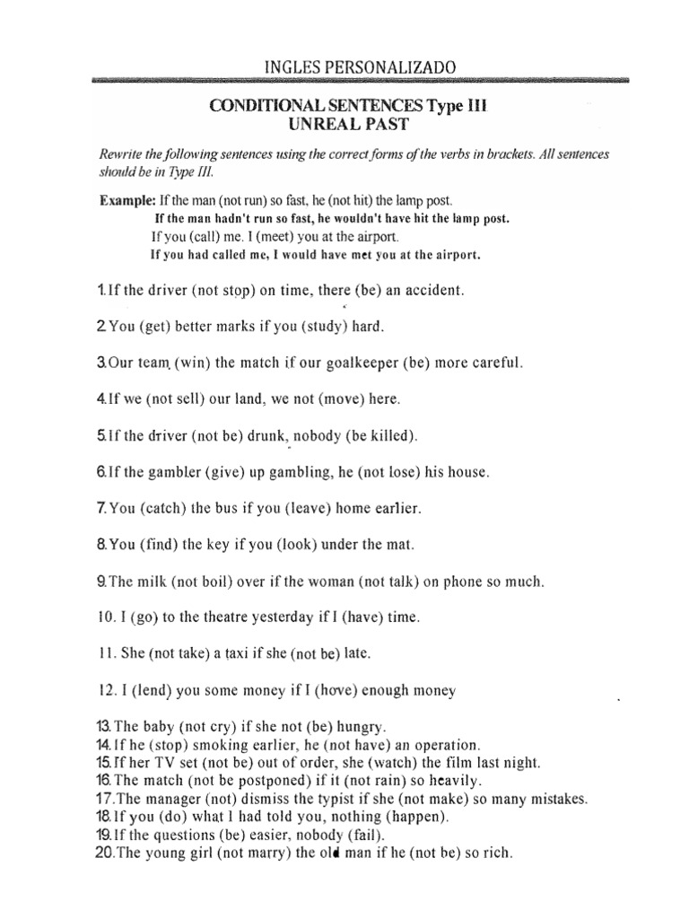 Conditional Sentences Type3 Unreal Past | PDF