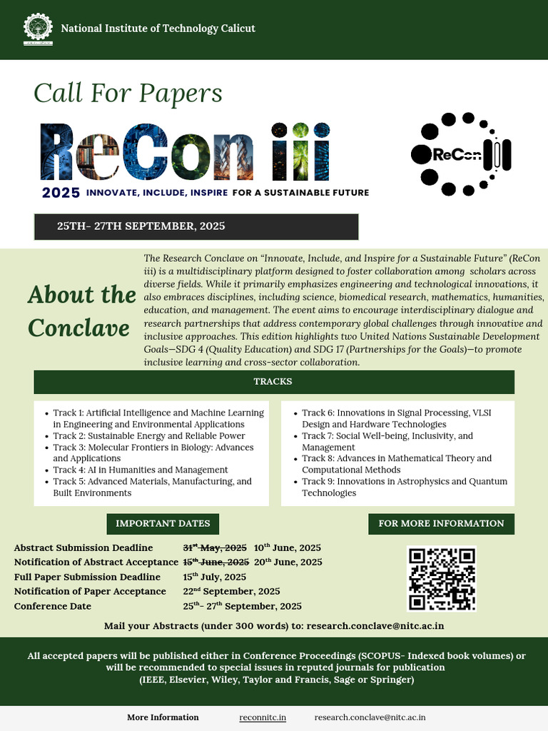 Call for Papers: ReCon III 2025 | PDF | Intelligence (AI) & Semantics ...