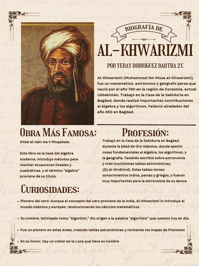 Biografía de Al-Khwarizmi y sus aportes | PDF