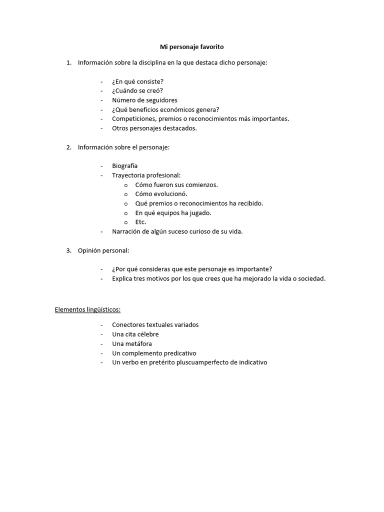 Mi Personaje Favorito | PDF