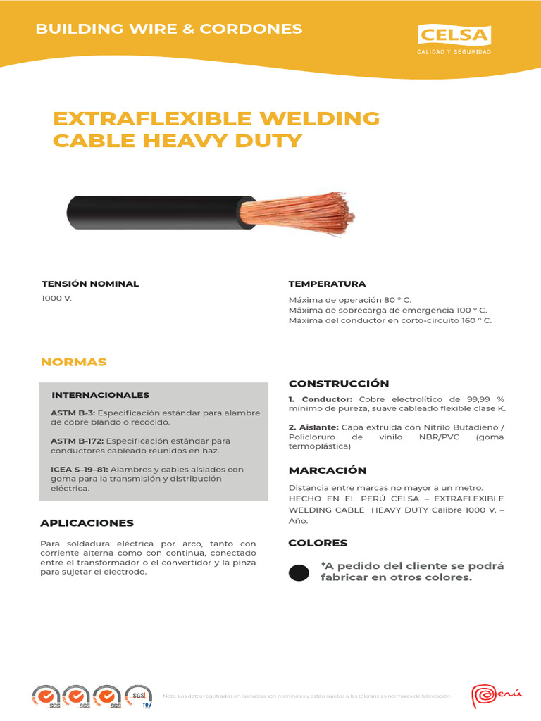 EXTRAFLEXIBLE+WELDING+CABLE+HEAVY+DUTY Compressed | PDF | Conductor ...