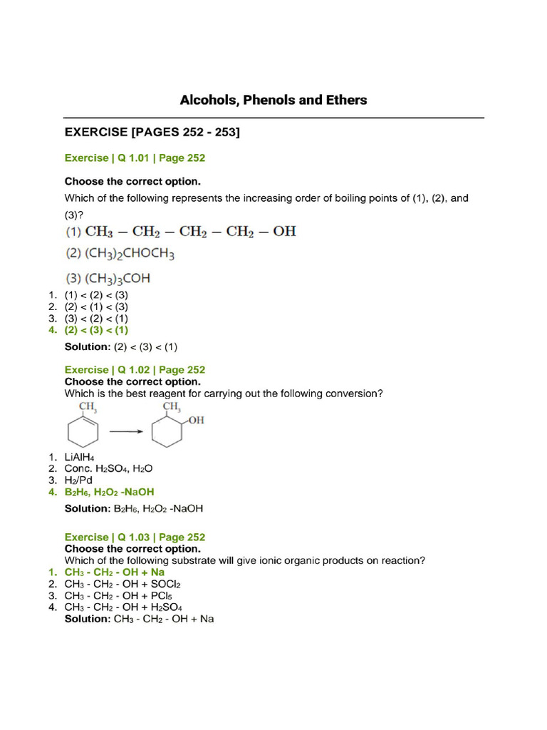 Alcohols Phenol Ether | PDF