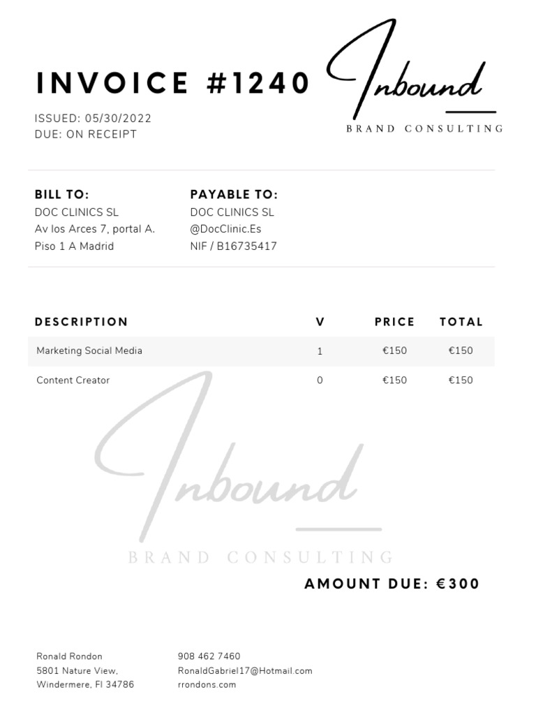 Doc clinics SL Invoice | PDF