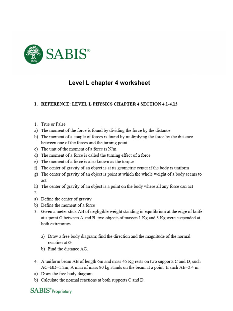 2324 Physics Level L CHAPTER 4 Term 2 | PDF | Force | Weight