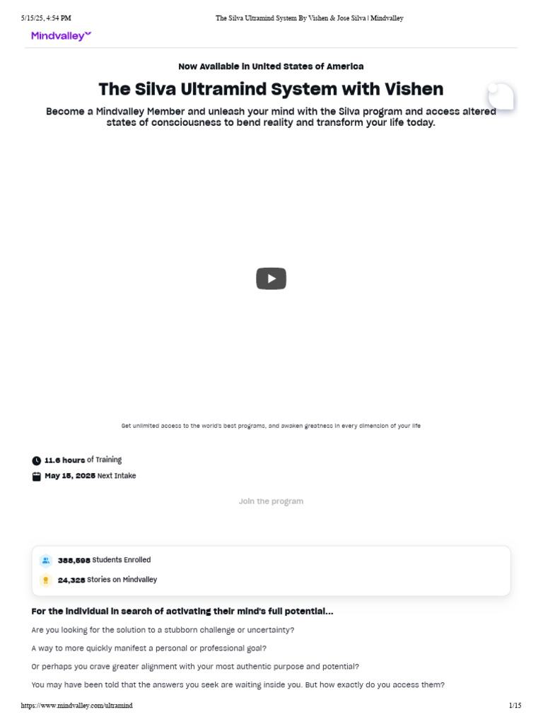 The Silva Ultramind System by Vishen & Jose Silva - Mindvalley | PDF | Mind | Meditation