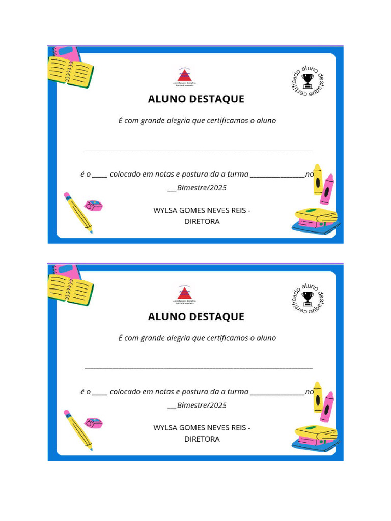 CERTIFICADO ALUNO DESTAQUE | PDF