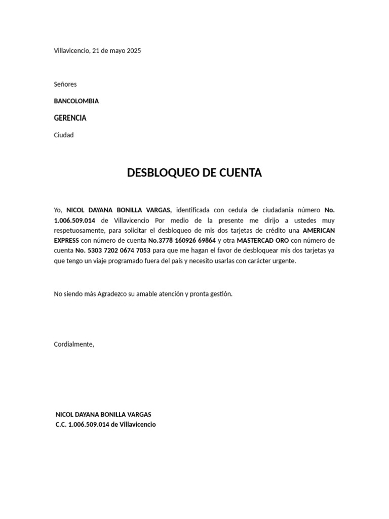 Desbloqueo de Cuenta | PDF