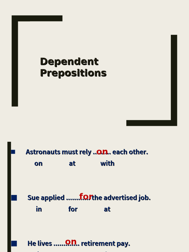 Dependent Prepositions 1 | PDF
