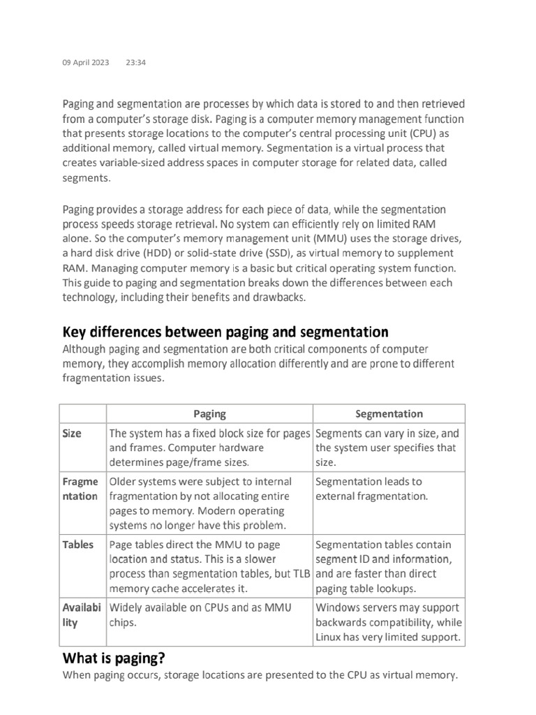 CH2_Paging and Segmentation | PDF