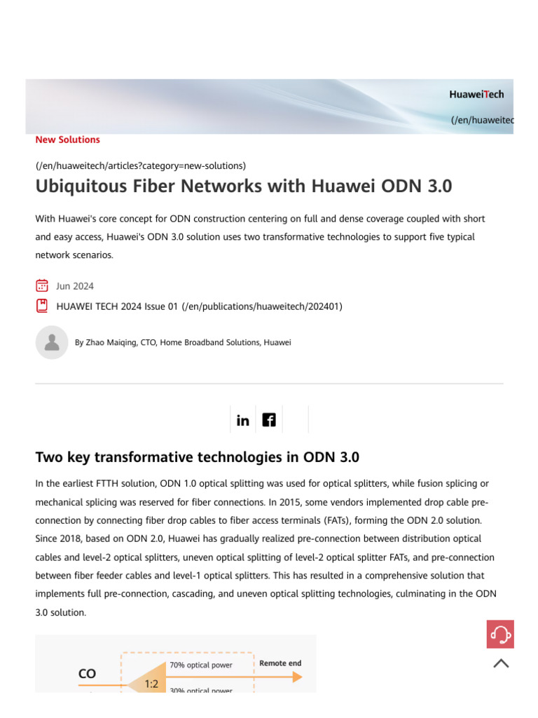 Huawei's ODN 3.0: Transforming FTTH Networks | PDF | Fiber To The X ...