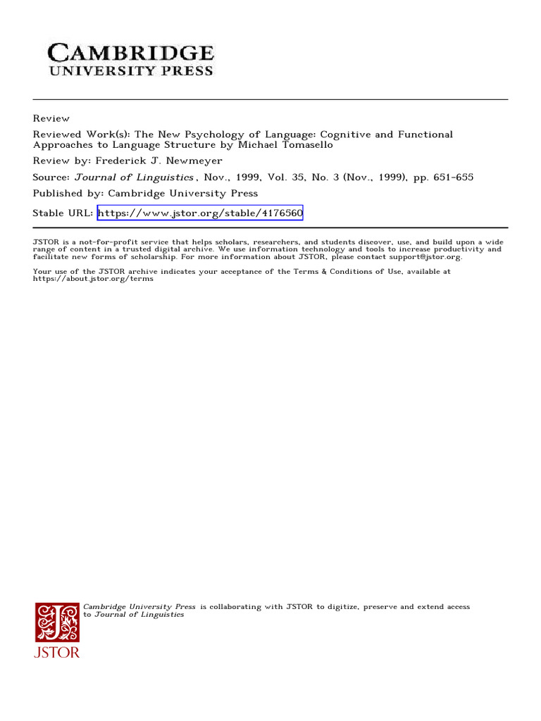 Newmeyer JournalLinguistics 1999 | PDF | Syntax | Linguistics