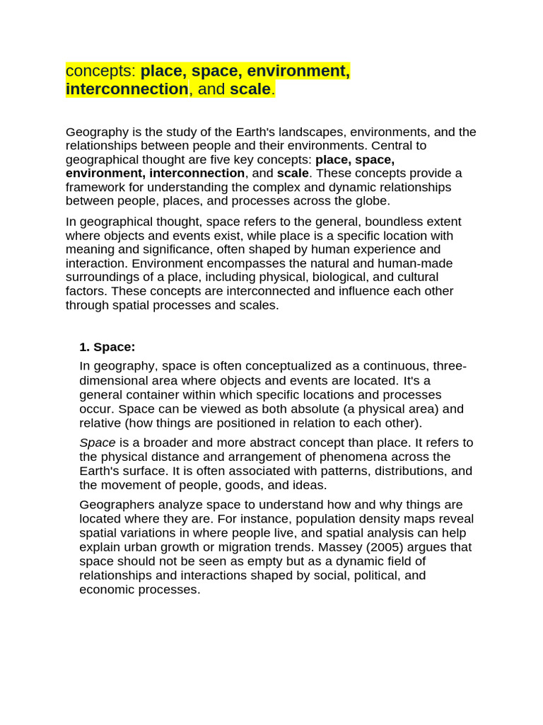 Key Concepts in Geography Explained | PDF | Geography | Natural Environment