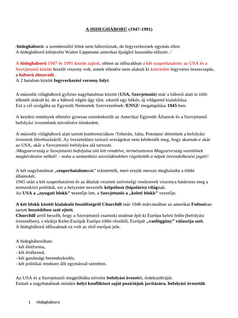 Hidegháború (1947-1991) | PDF