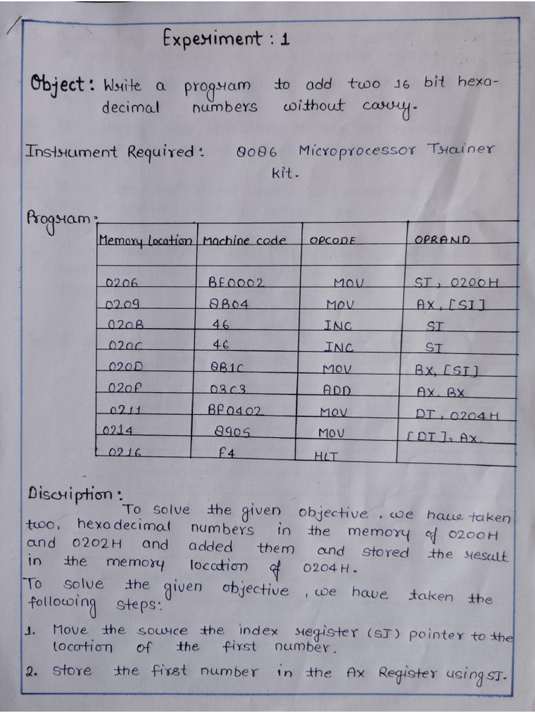 microprocessor lab report | PDF