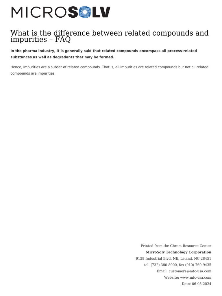 Related Compounds vs. Impurities Explained | PDF