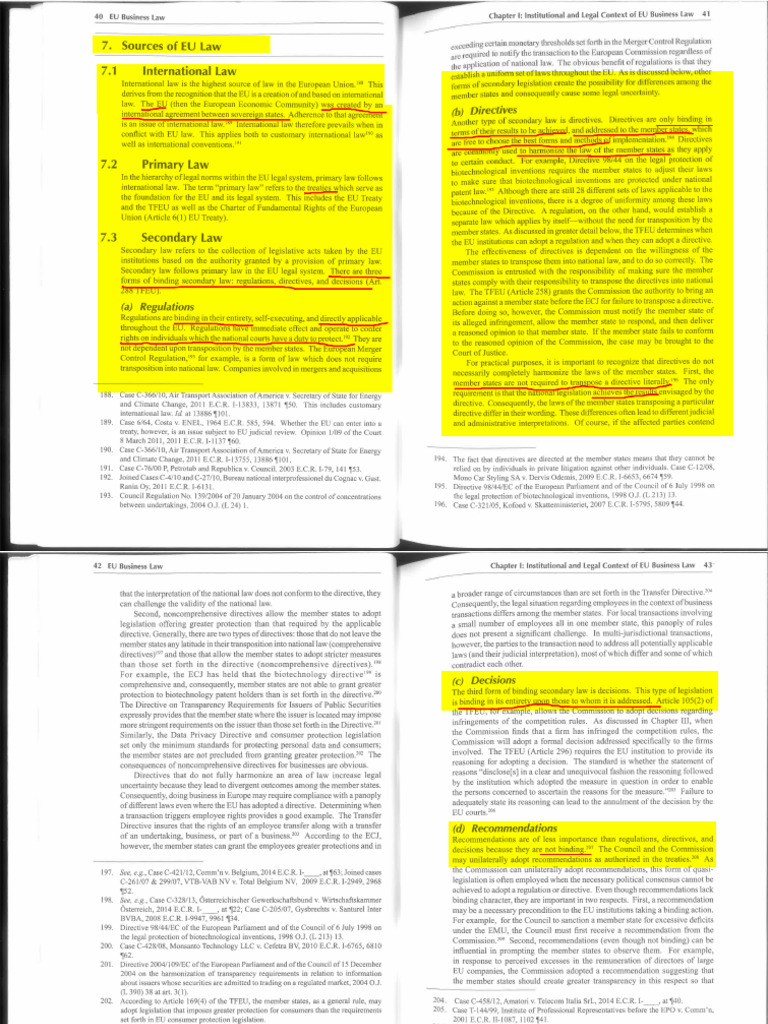 1 EU Law (Sources of Law) | PDF