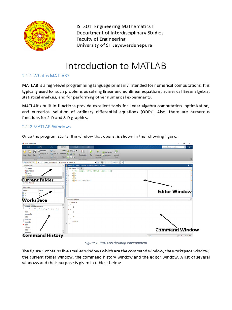 1. Introduction to MATLAB (1) | PDF | Trigonometric Functions | Matlab