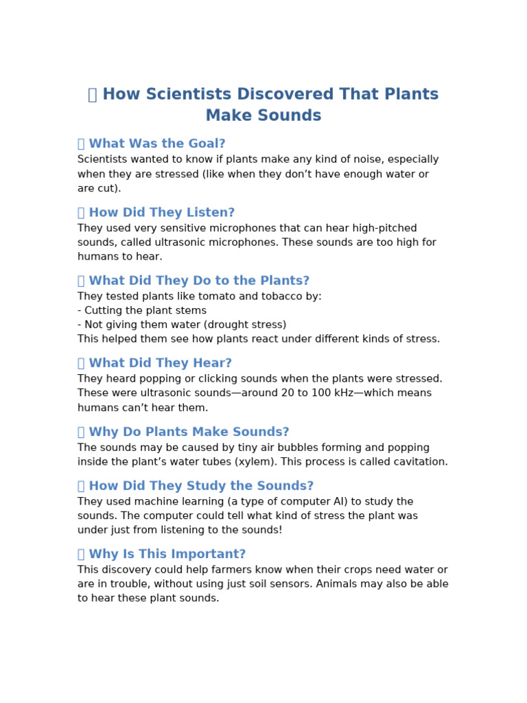 Organized Plant Sounds Info | PDF