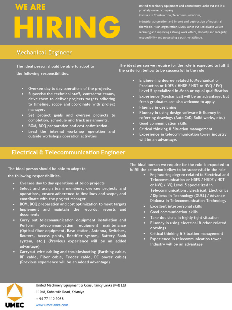 Macanical and Electrical & Telecommunication Engineer | PDF ...