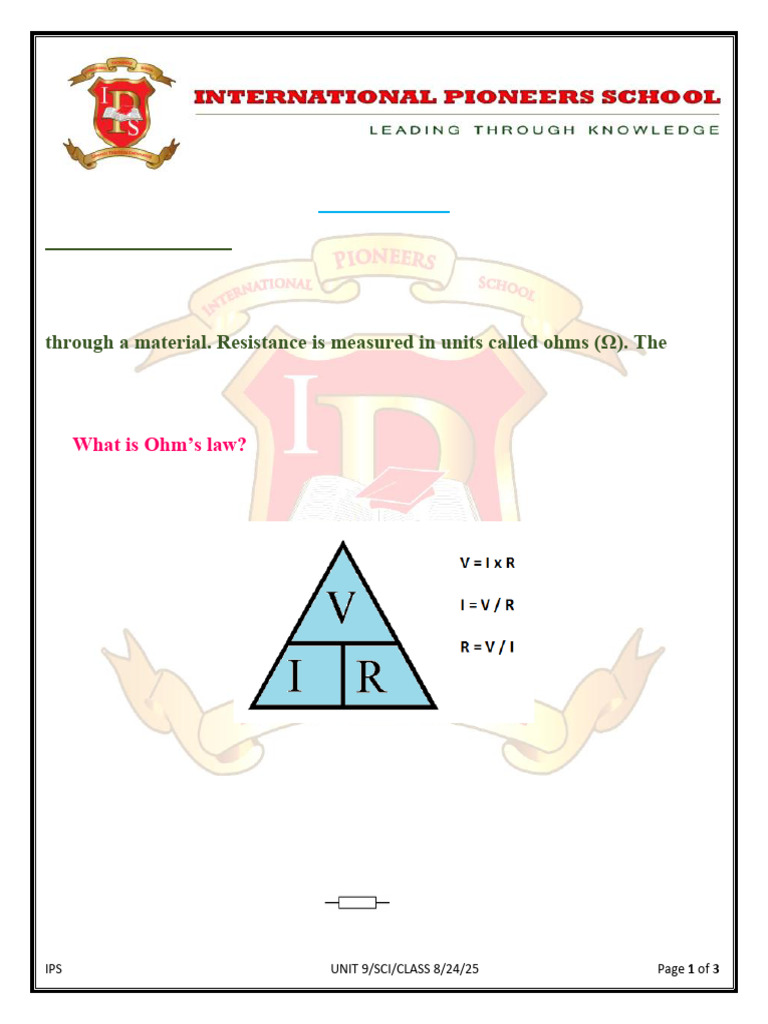 Resistance - Notes | PDF